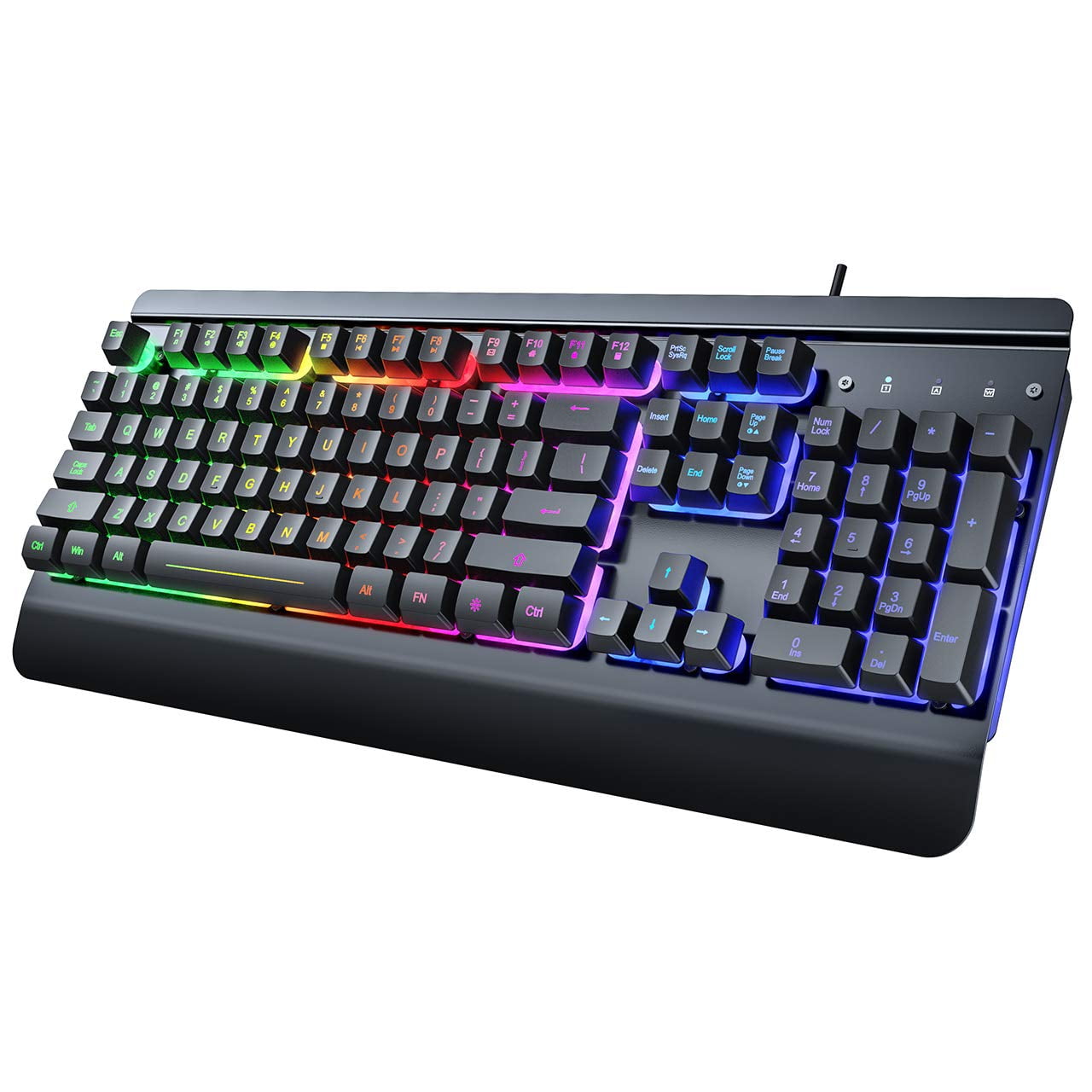 RisoPhy Gaming Keyboard, 104 Keys All-Metal Panel, Rainbow LED Backlit ...