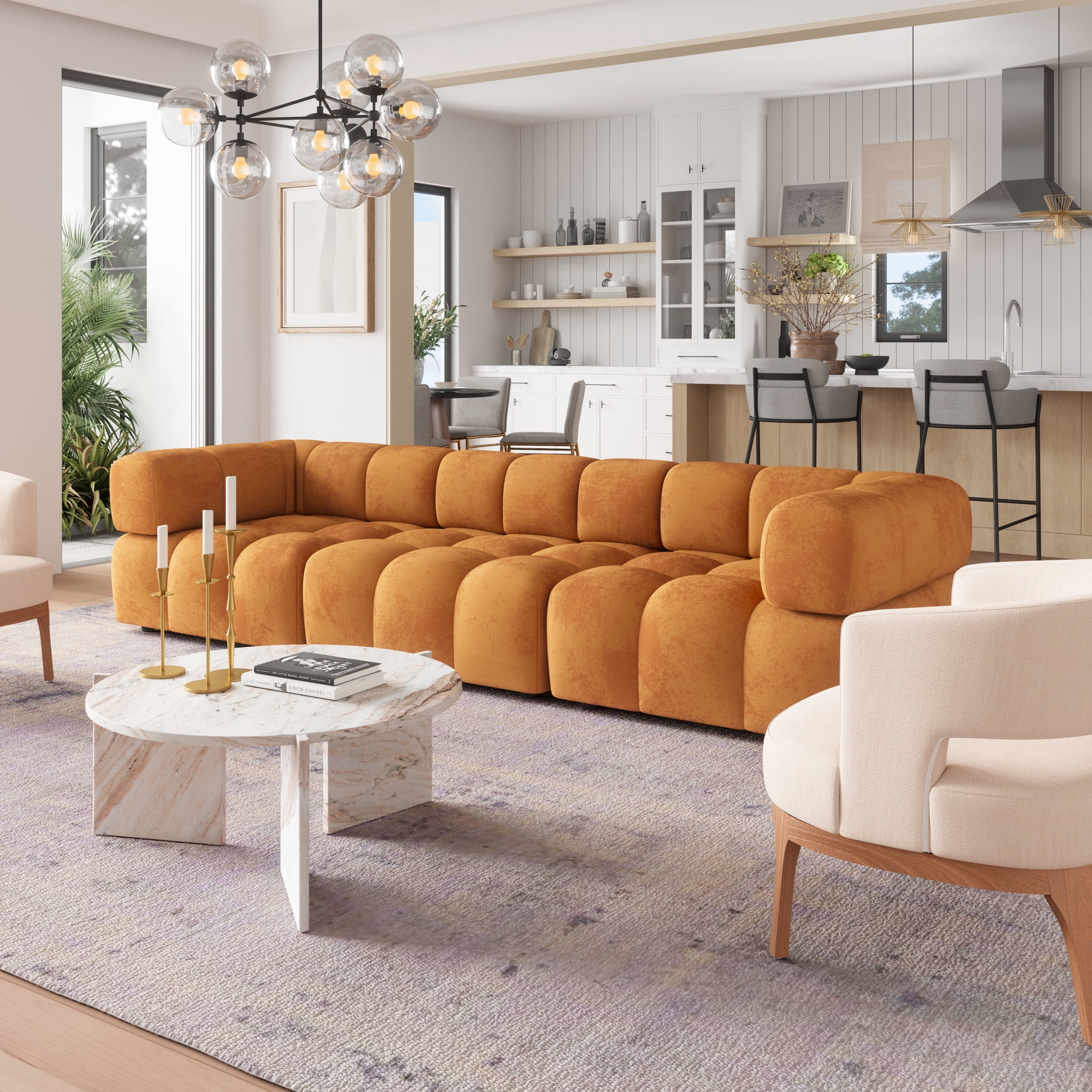 Rist Corner Chair Brown Sectional, Modern Style, Seats up to 2, Plywood ...