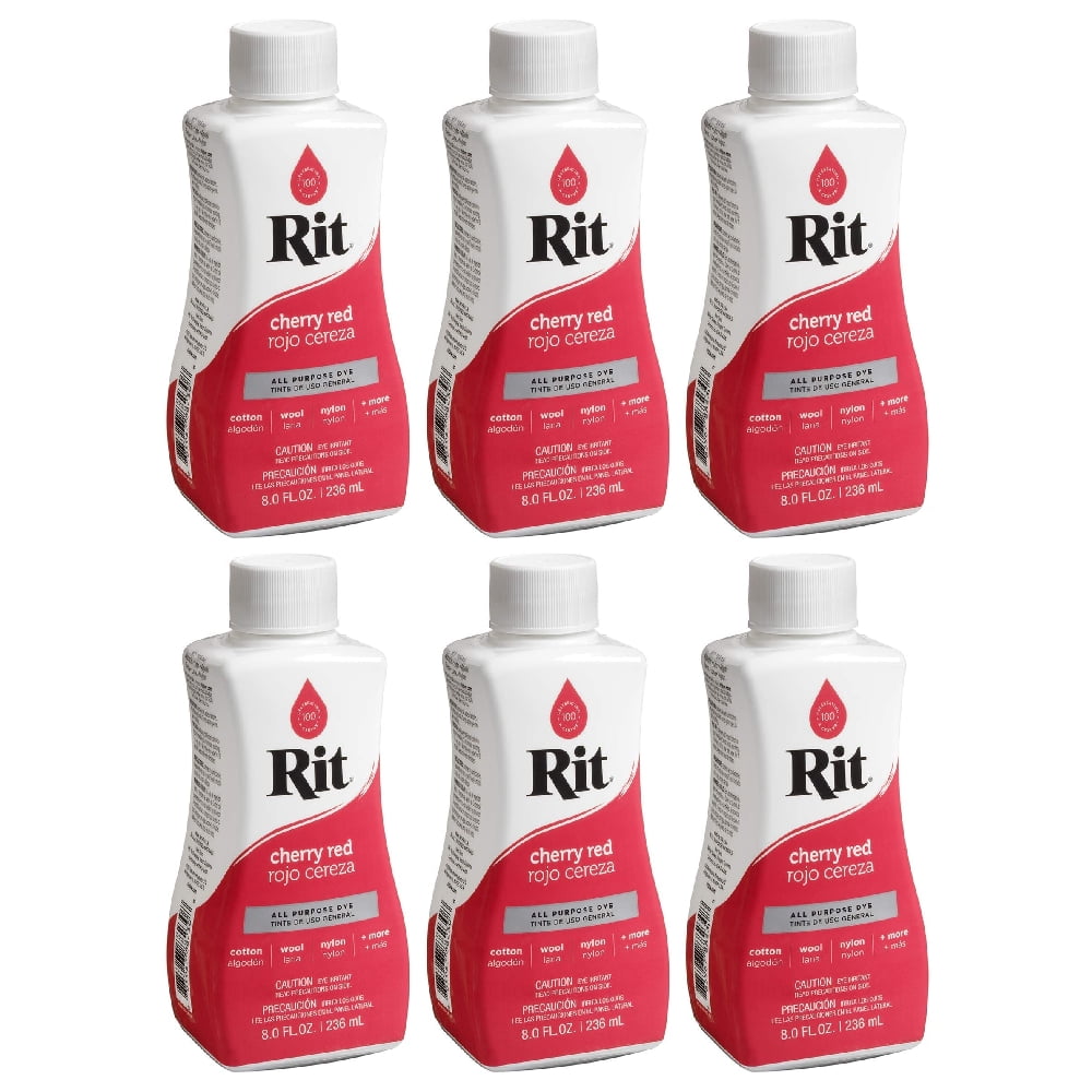Rit Cherry Red Liquid Dye for Fabric & Clothing, Non-Toxic, 8 oz, 6 ...