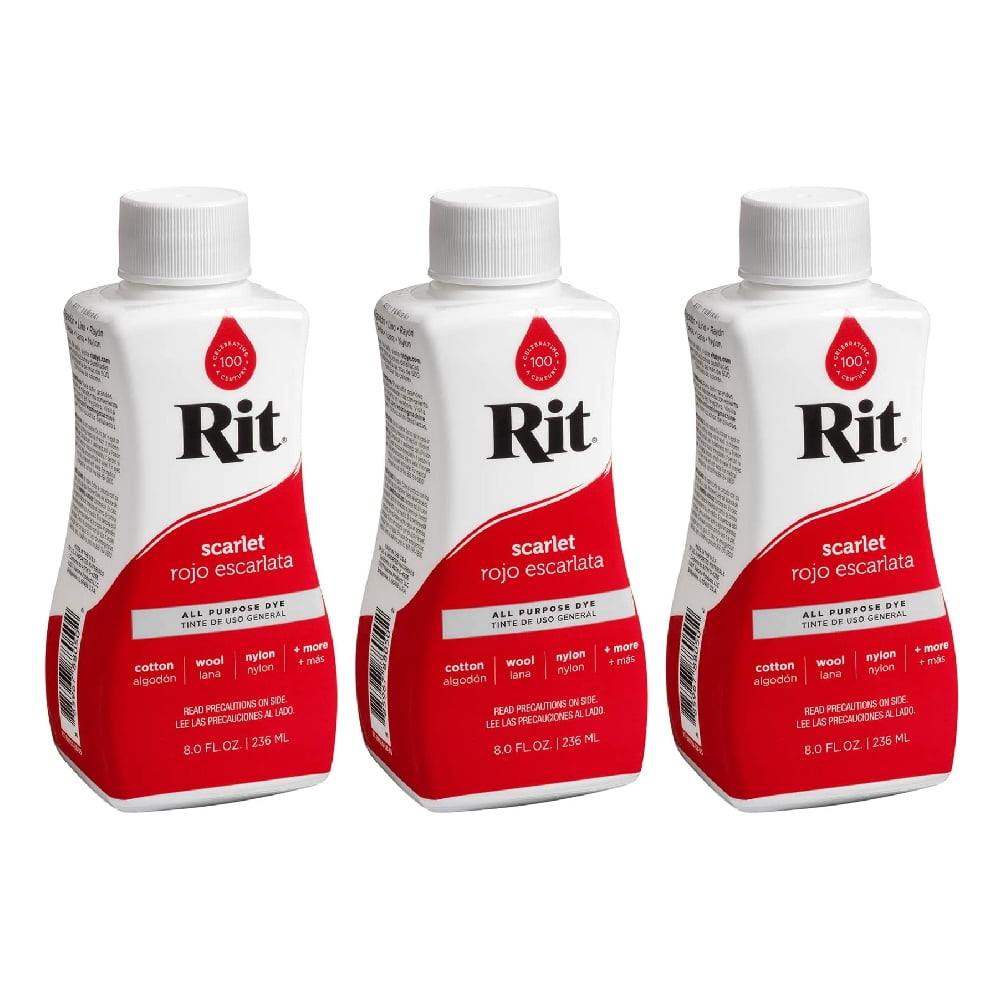 Rit All Purpose Liquid Dye, Scarlet 8 oz, 3 Pack, Fabric and Clothing ...