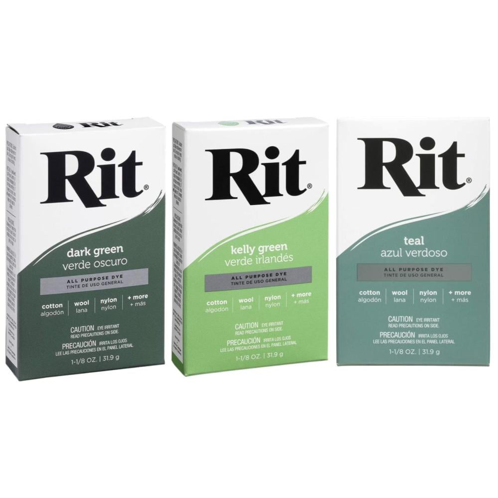 Rit All Purpose Powder Dye 1-1/8 Ounce Teal Dark Green Kelly Green, Set ...