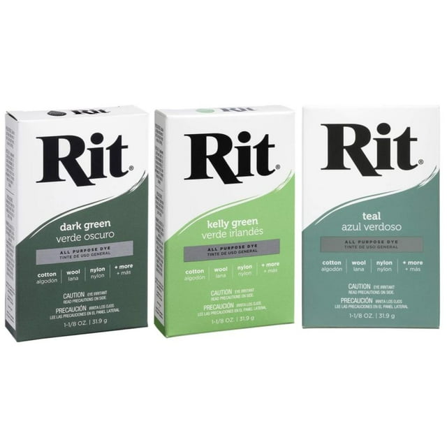 Rit All Purpose Powder Dye 1-1/8 Ounce Teal Dark Green Kelly Green, Set ...