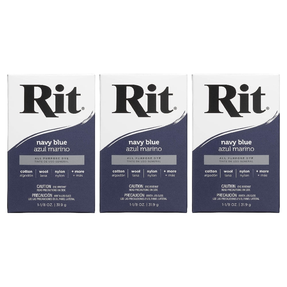 Rit Versatile Non-Toxic Navy Blue Powder Dye for Clothes, 1-1/8 oz, 3 ...