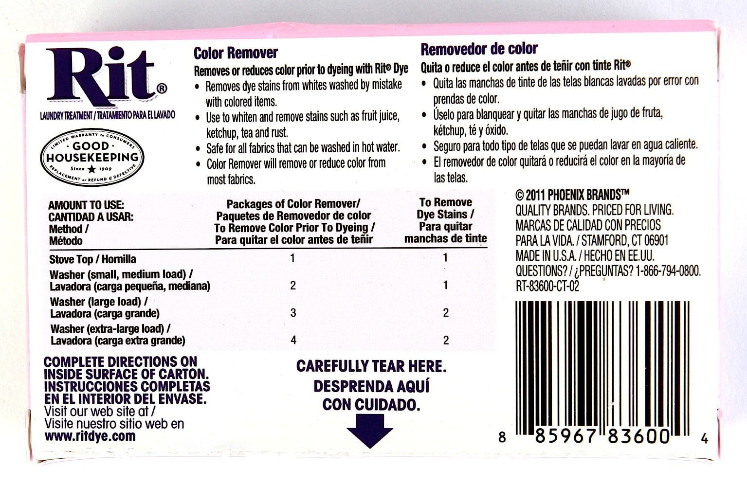 Rit Dye Laundry Treatment Color Remover Powder, 2 oz, 72-Pack - Walmart.com