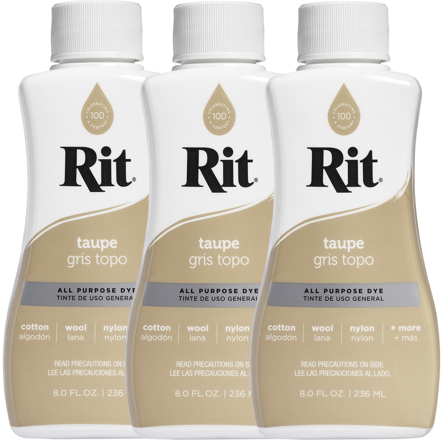 Rit Liquid Dye Taupe 8oz, Multipack of 3, Synthetic Clothing ...