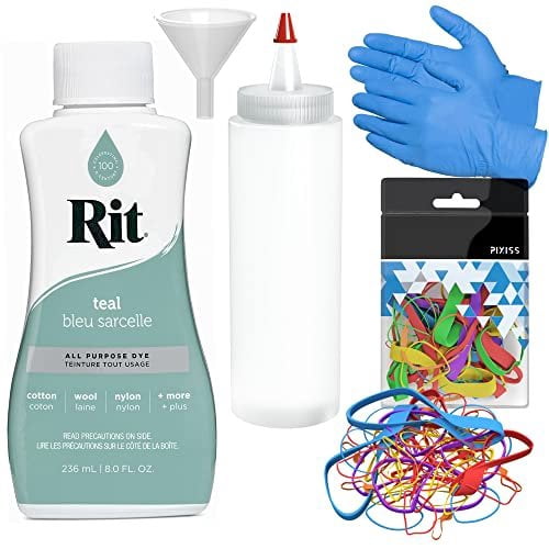 Rit Dye Liquid Teal All-Purpose Dye 8oz, Pixiss Tie Dye Accessories ...