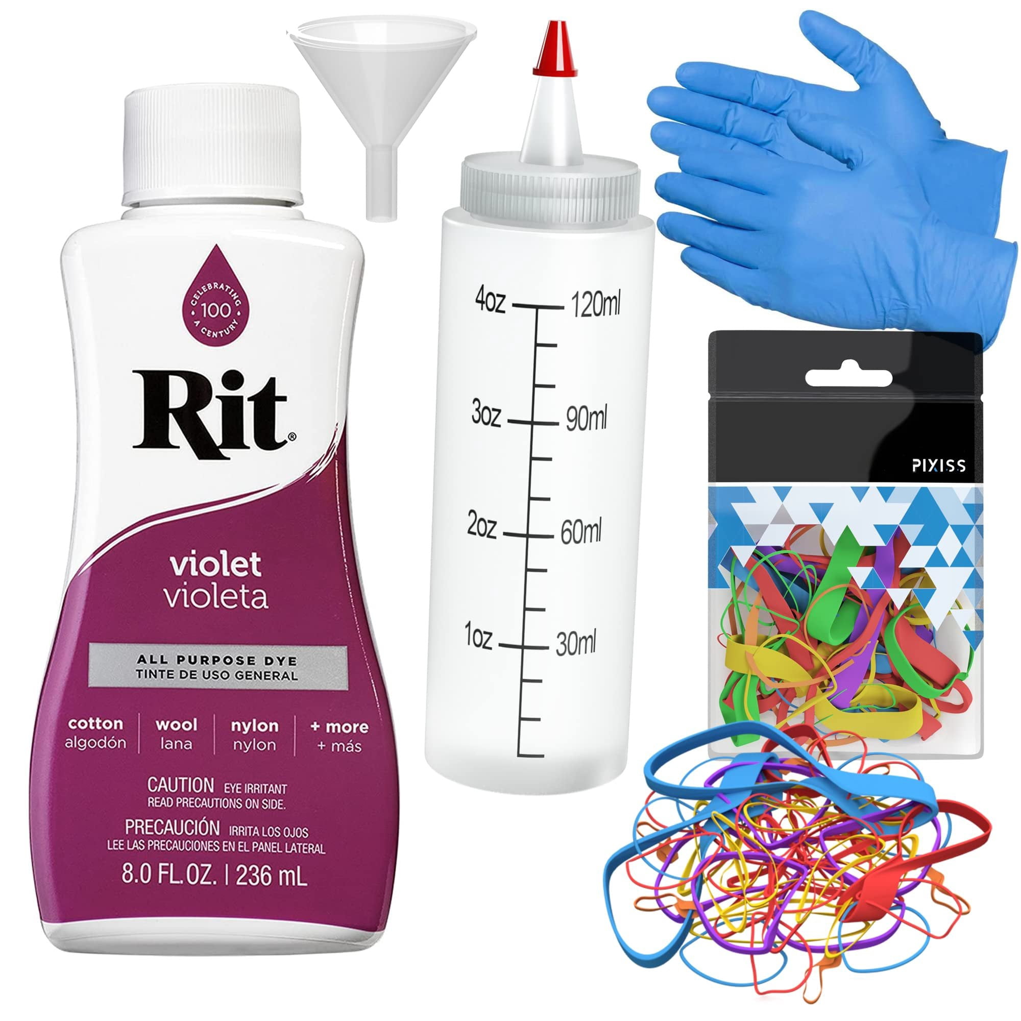 Rit Dye Liquid Violet All-Purpose Dye 8oz, Pixiss Tie Dye Accessories ...