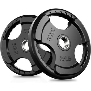 FlexWave Black Rubber Bumper Weight Plates with White Lettering – 2 ...