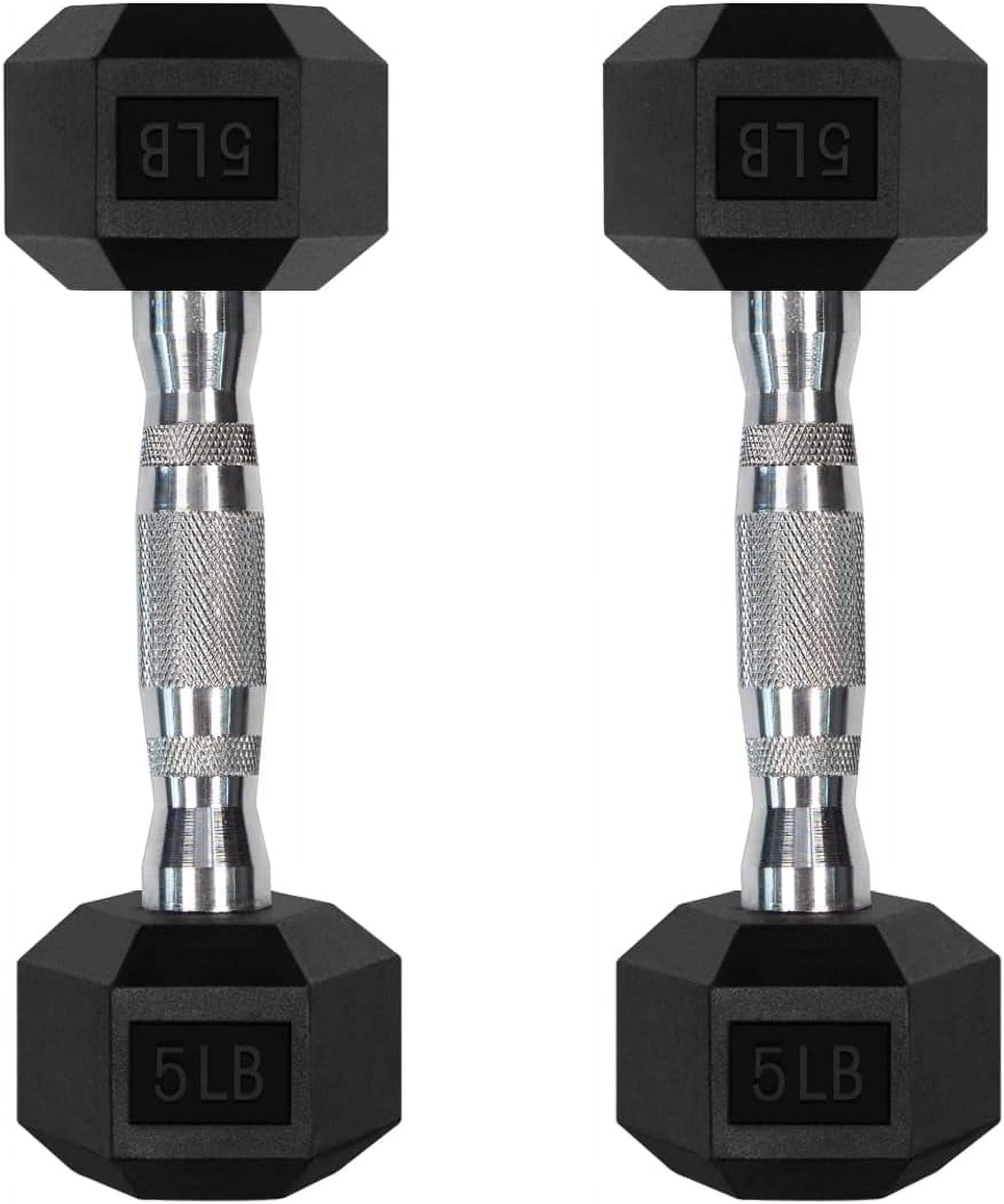 RitFit Rubber Hex Dumbbell Weight 5-60 Lbs. with Metal Handle for ...