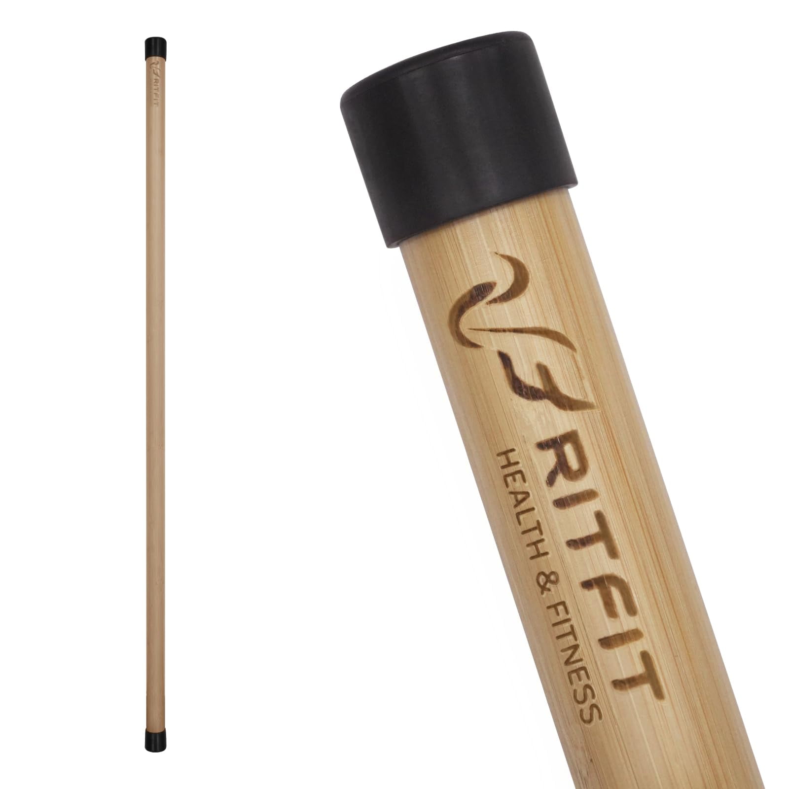 RitFit 5ft Natural Bamboo Yoga Stick, Exercise Stick, Stretching Stick ...