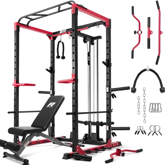 UPGO Power Cage,1200lbs Multi-Function Power Rack with Lat Pulldown and ...