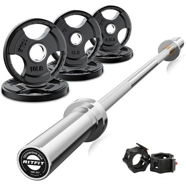 BalanceFrom 65Lb Olympic Barbell Set: 5ft Bar (30lb), Cast Iron Plates ...