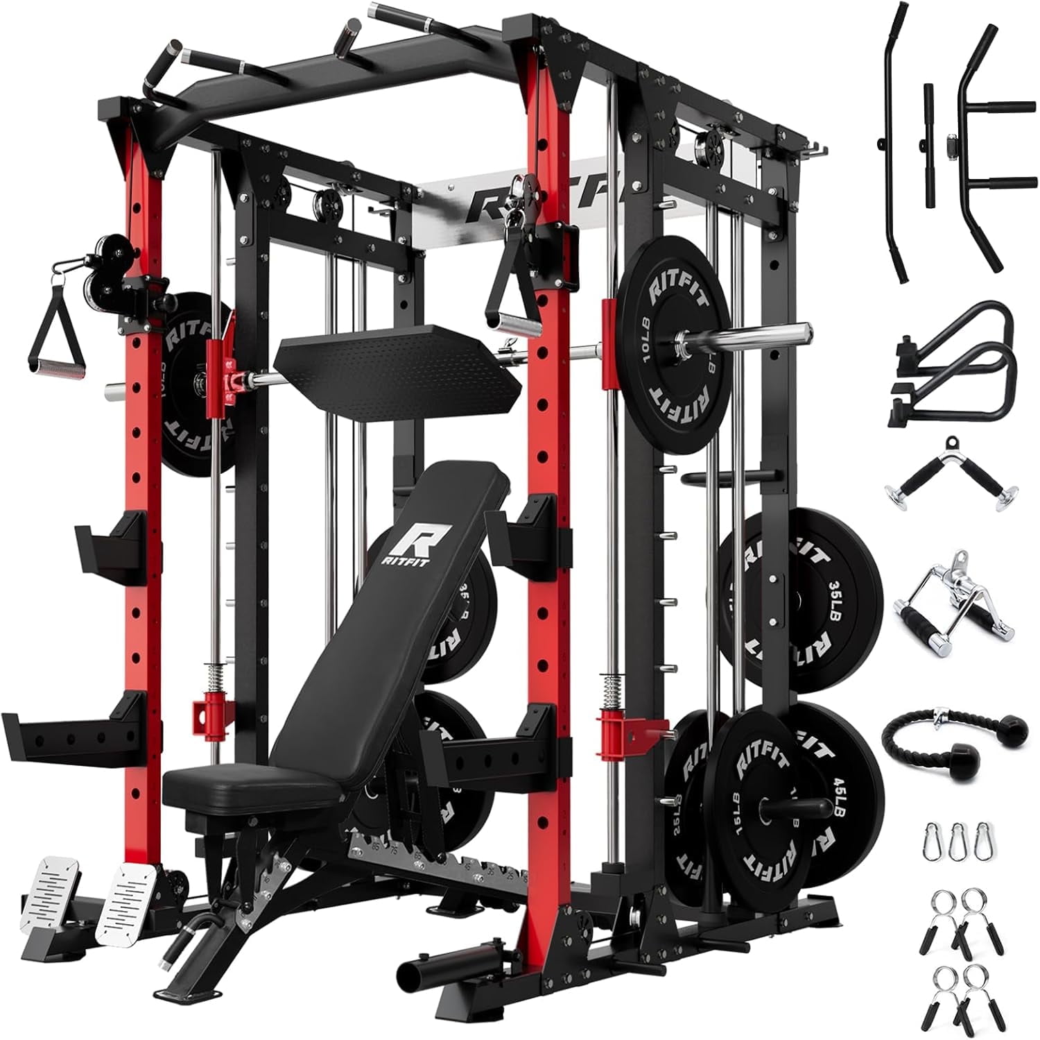 RitFit Buffalo Smith Machine, All-in-One Squat Rack Power Cage for Home ...