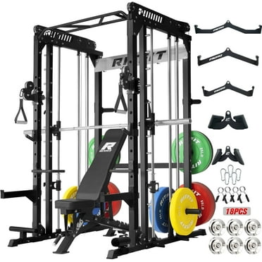 IdealHouse 2200LBS Smith Machine Home Gym, All-in-One Power Cage Squat ...