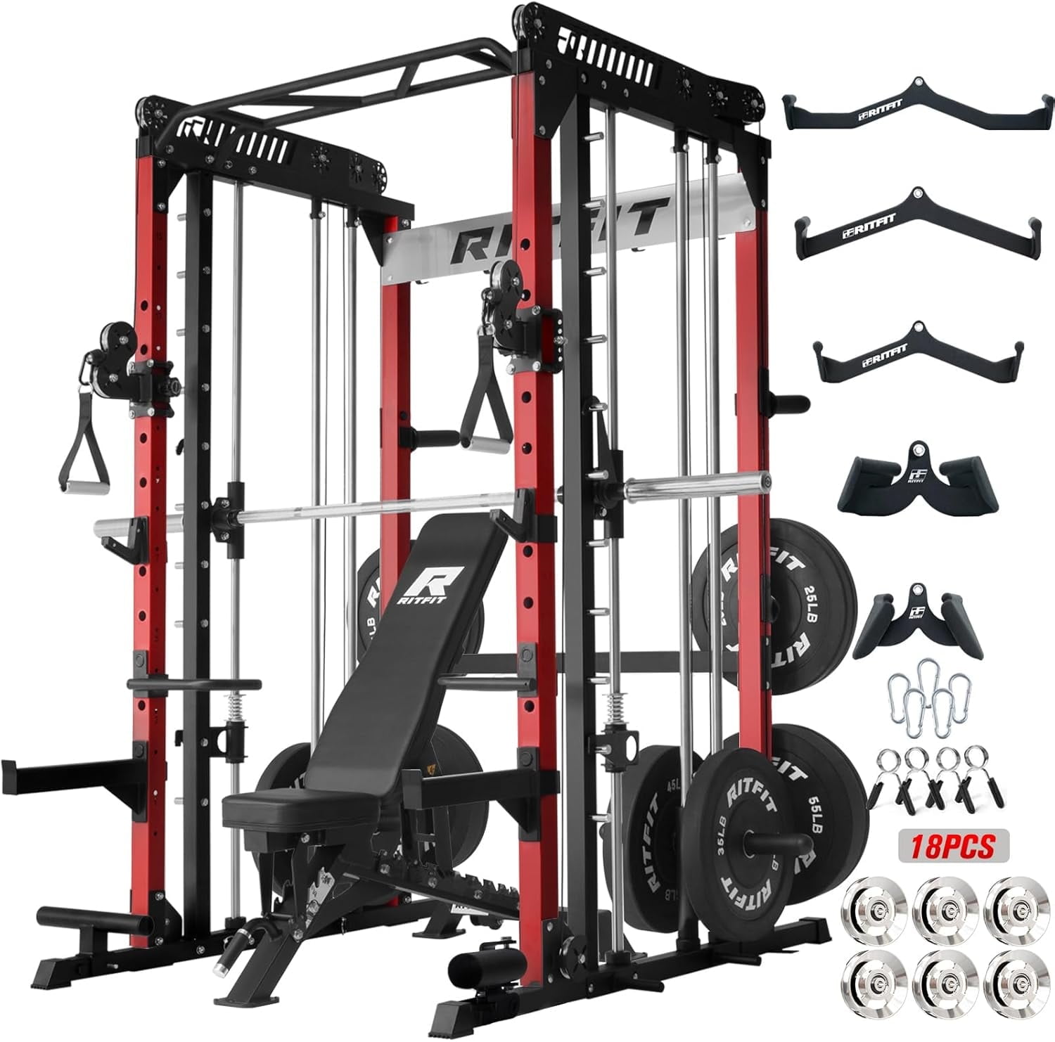 RitFit M1 Pro Smith Machine for Home Gym with Cable Crossover System ...