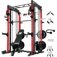 Smith Machine with Cable Crossover System, Multi-function Squat Rack ...