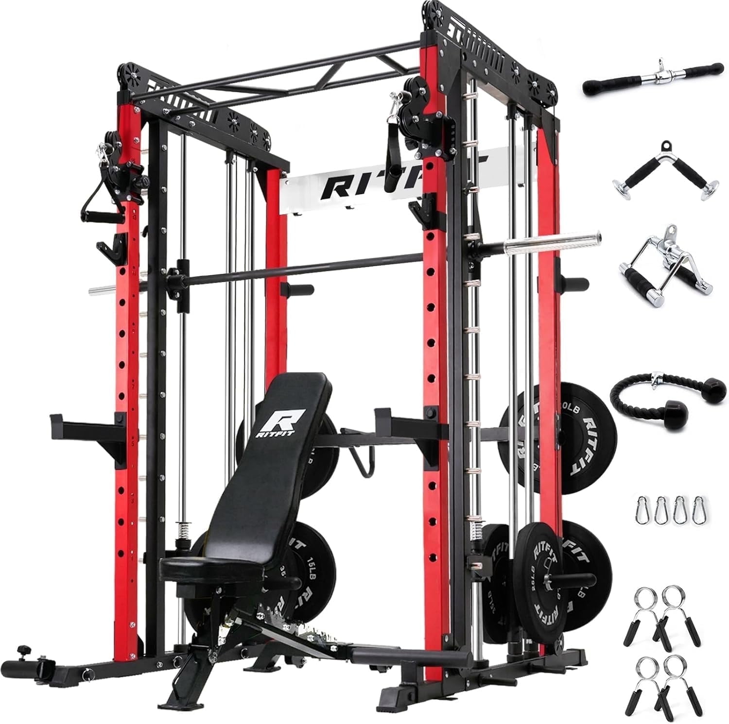 RitFit M1 Smith Machine with Cable Crossover System, Multi-Function ...