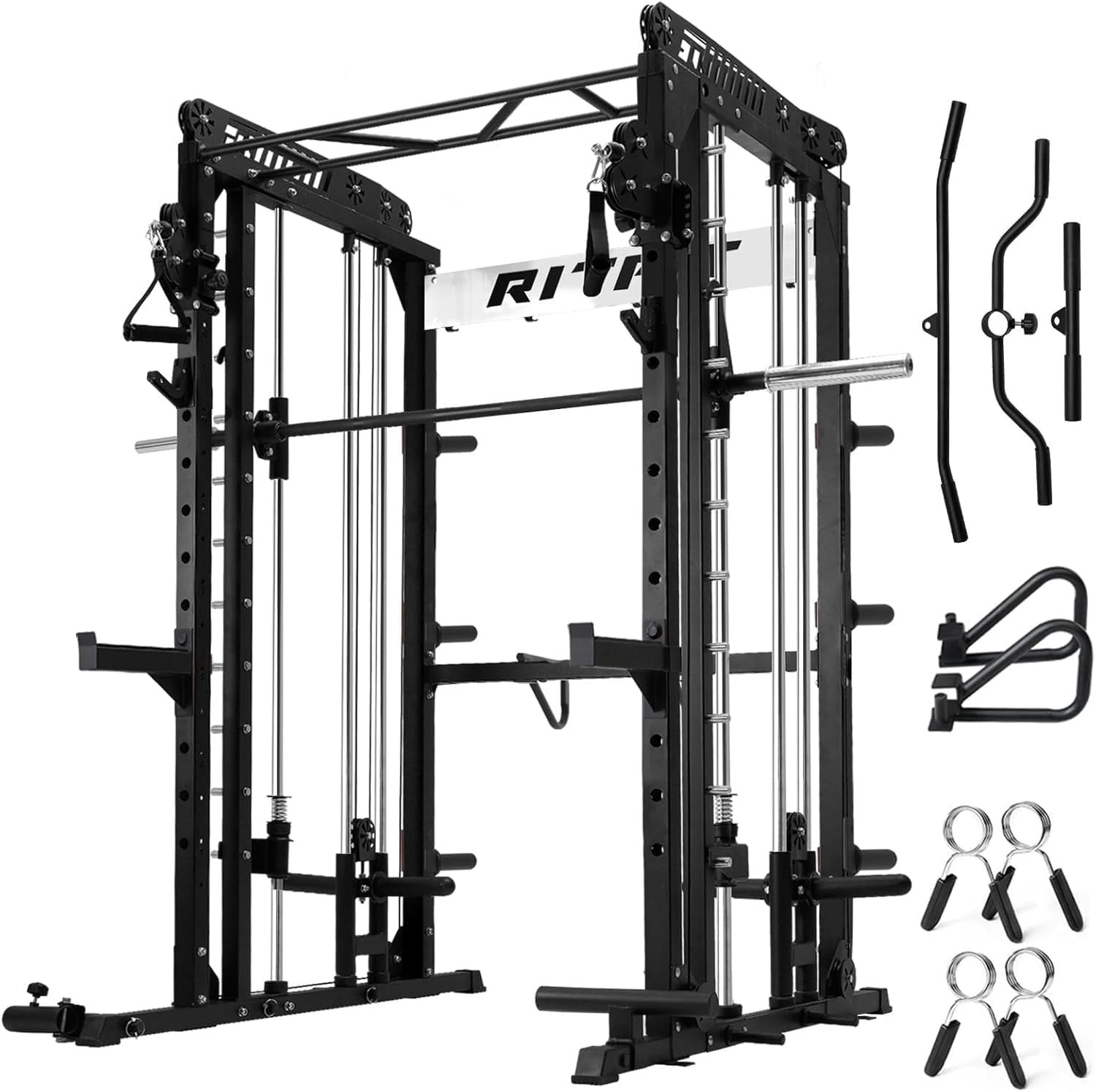RitFit M1 Smith Machine - Multifunctional Workout Station with Cable Crossover, Squat Rack Power ...