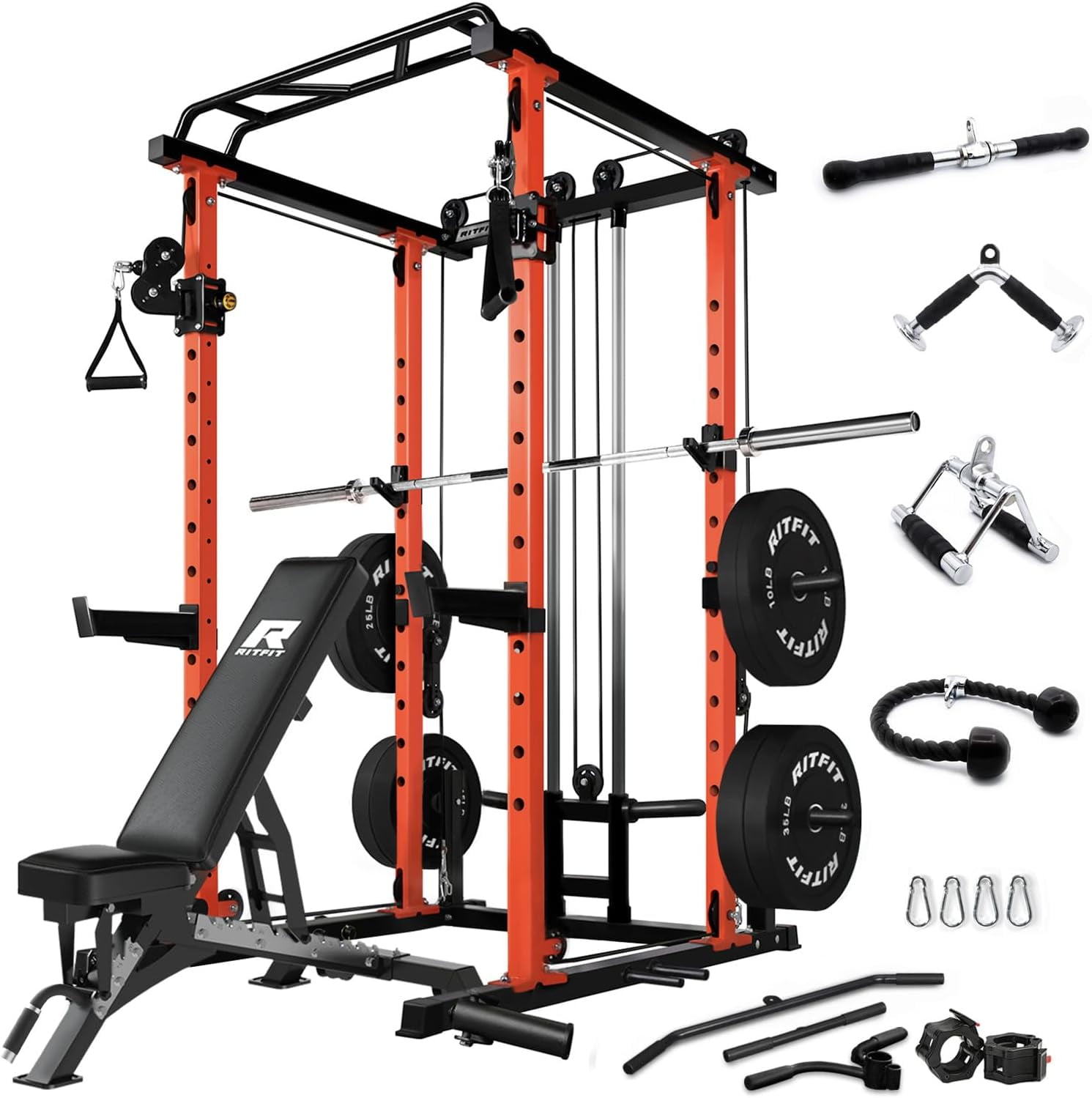 RitFit Multi-Function Squat Rack Power Rack Cage PPC03 with Cable ...