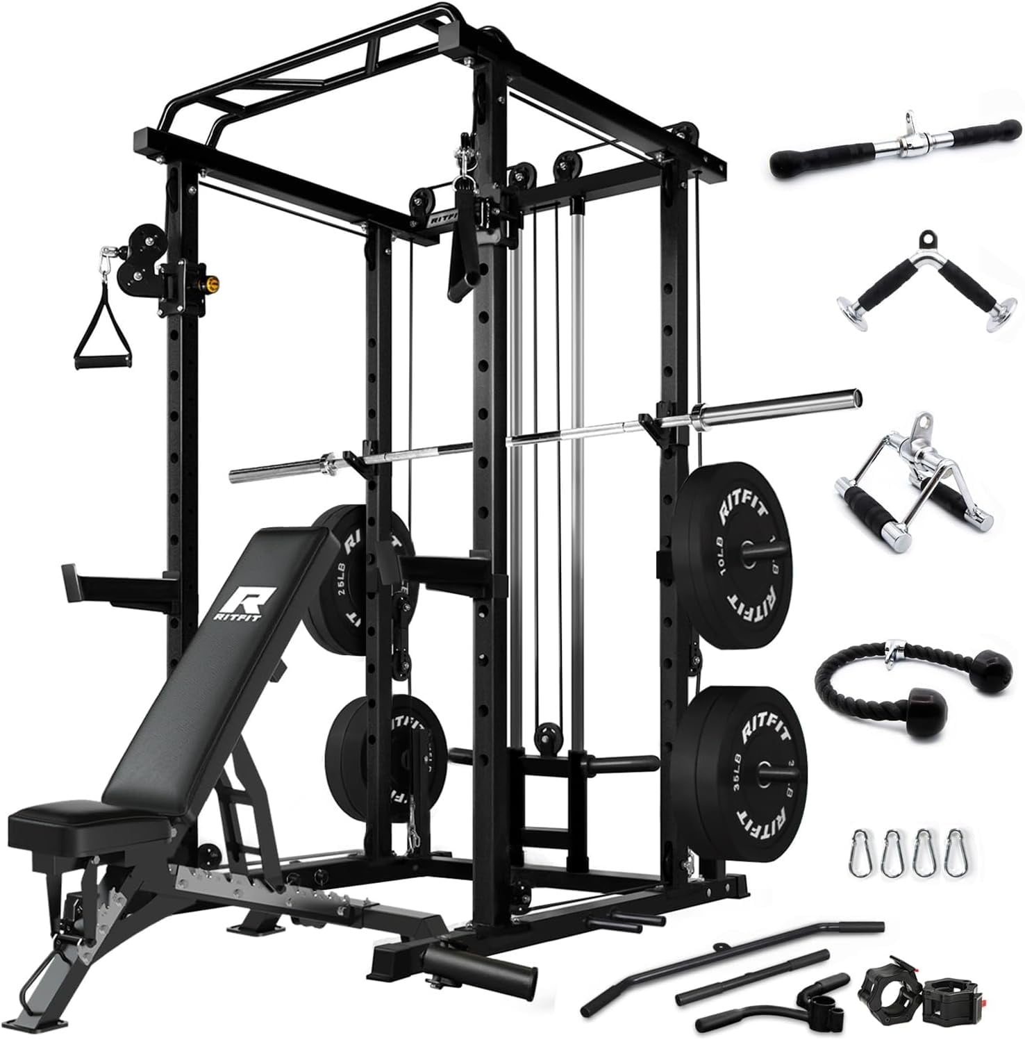 RitFit Multi-Function Squat Rack Power Rack Cage PPC03 with Cable ...