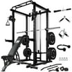 Smith Machine with Cable Crossover System, Multi-function Squat Rack ...