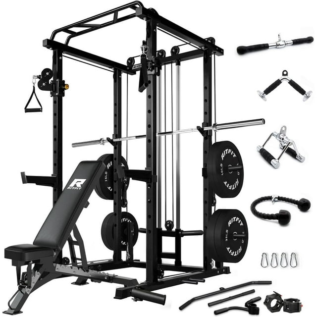 RitFit Multi-Function Squat Rack Power Rack Cage PPC03 with Cable ...