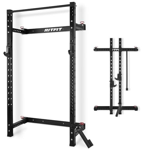 RitFit Multi-Functional Folding Squat Rack for Home Gym, 2.36'' x 2.36 ...