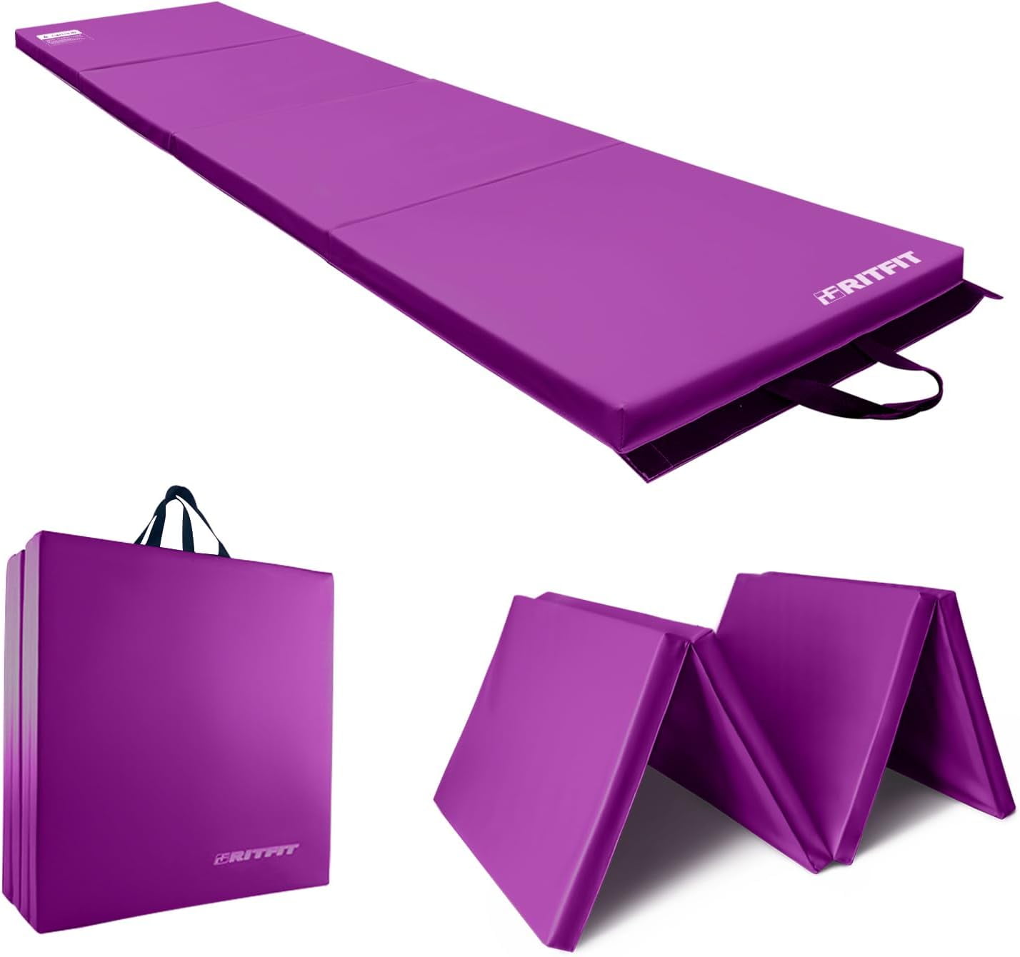 RitFit Upgraded Folding Exercise Mat, 2 Inch Thick Gymnastics Mat 3’x6 ...