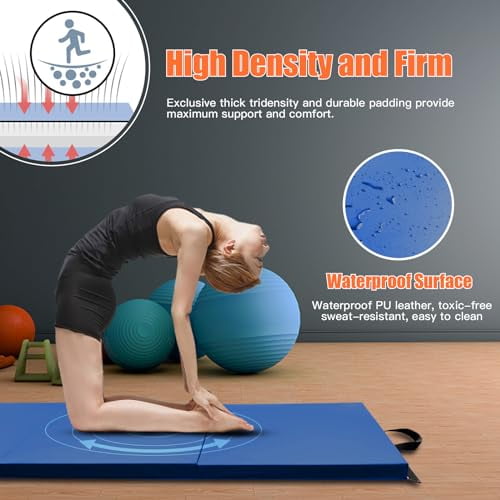 RitFit Upgraded Folding Exercise Mat, 2 Inch Thick Gymnastics Mat 3’x6 ...