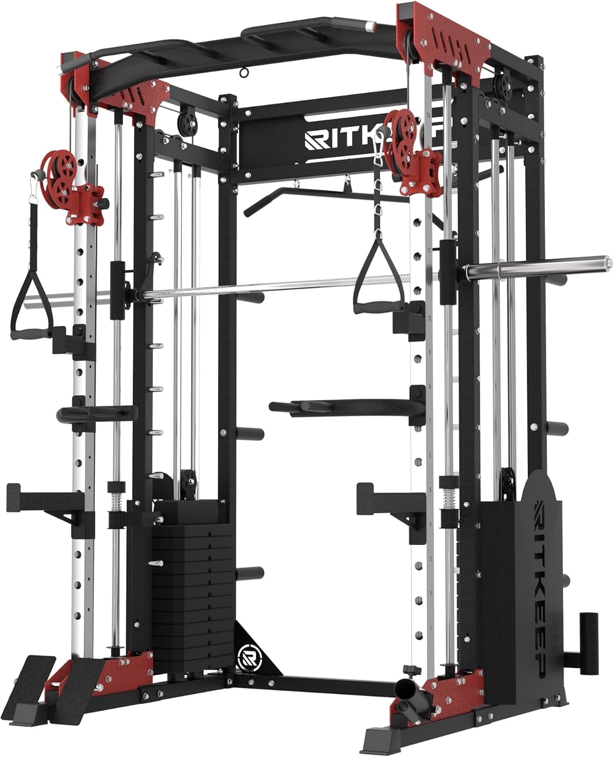 RitKeep PMAX 5600 Pro Home Gym Smith Machine, 6-in-1 Squat Rack Dual ...