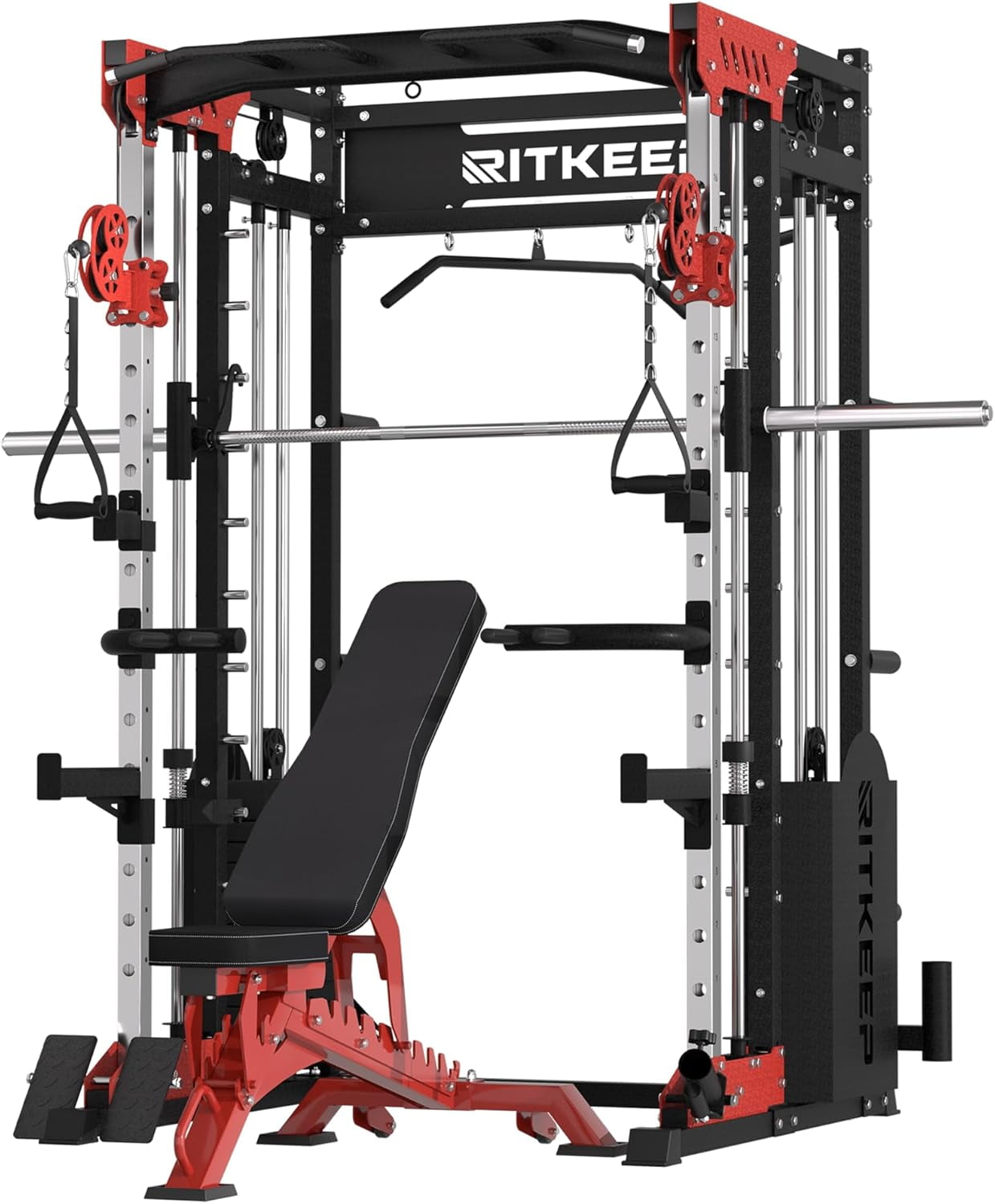RitKeep PMAX 5600 Pro Home Gym Smith Machine, 6-in-1 Squat Rack Dual ...