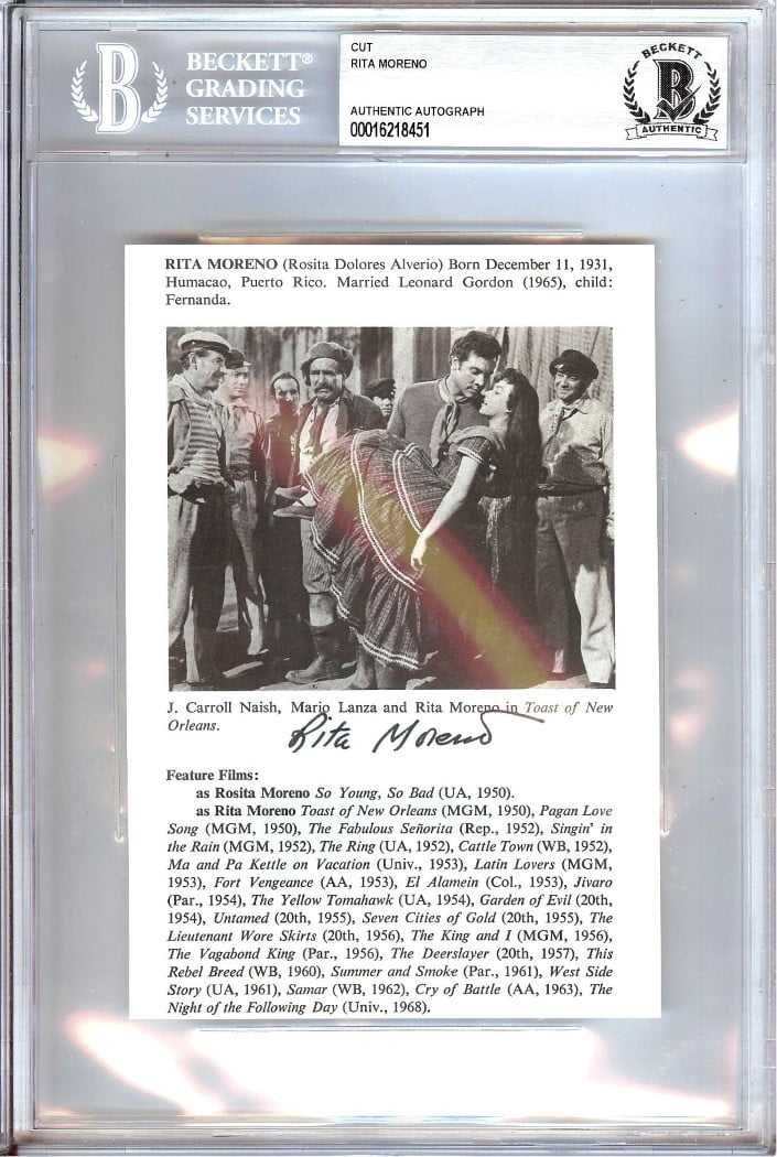 Rita Moreno Signed Autograph Cut Signature Toast of New Orleans BAS ...