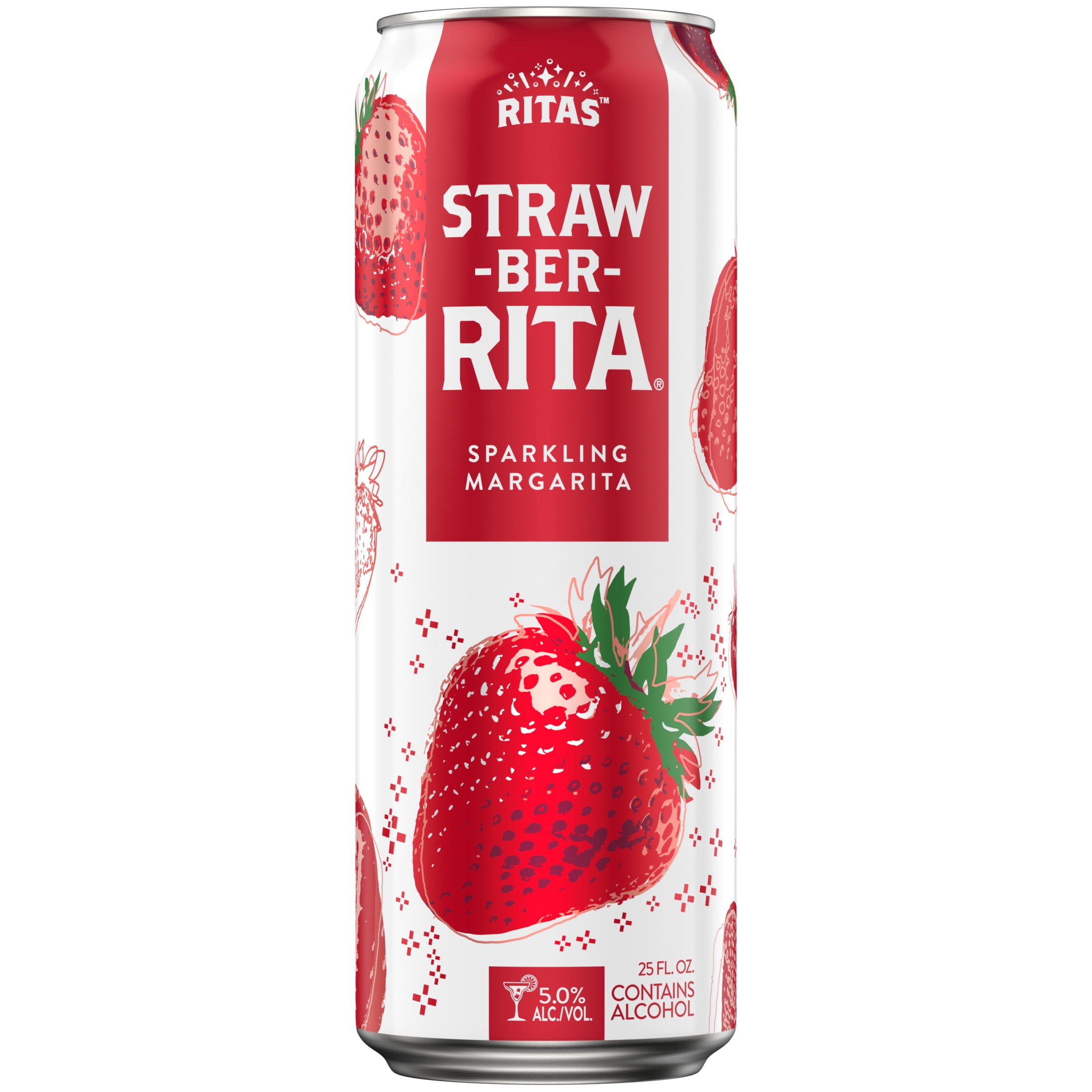 Ritas Straw-Ber-Rita Sparkling Margarita, 25 fl. oz. Can, 5% ABV ...