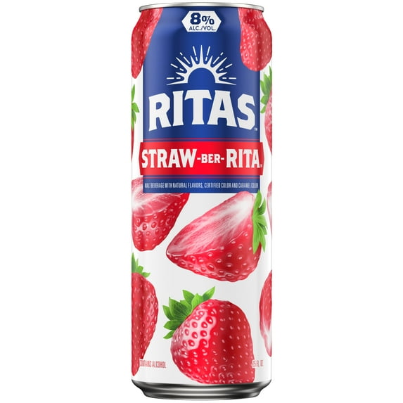 Ritas Straw-Ber-Rita Sparkling Margarita, 25 fl. oz. Can, 8% ABV ...