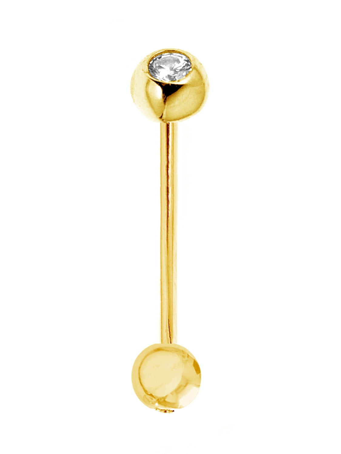 Ritastephens 14k Real Gold Yellow Barbell Cubic Zirconia Tongue Ring ...