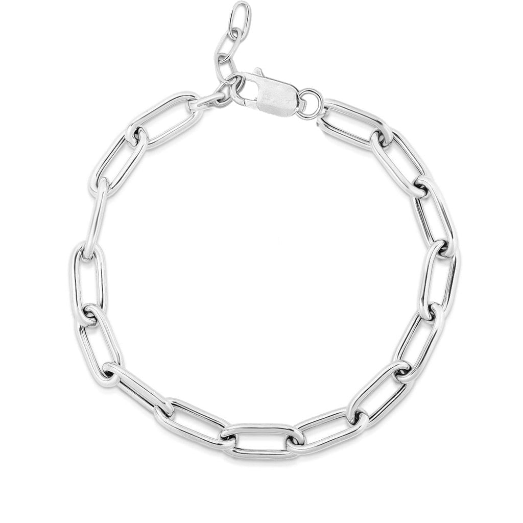 Ritastephens Sterling Silver Polished Paper clip Link Chain Ankle ...