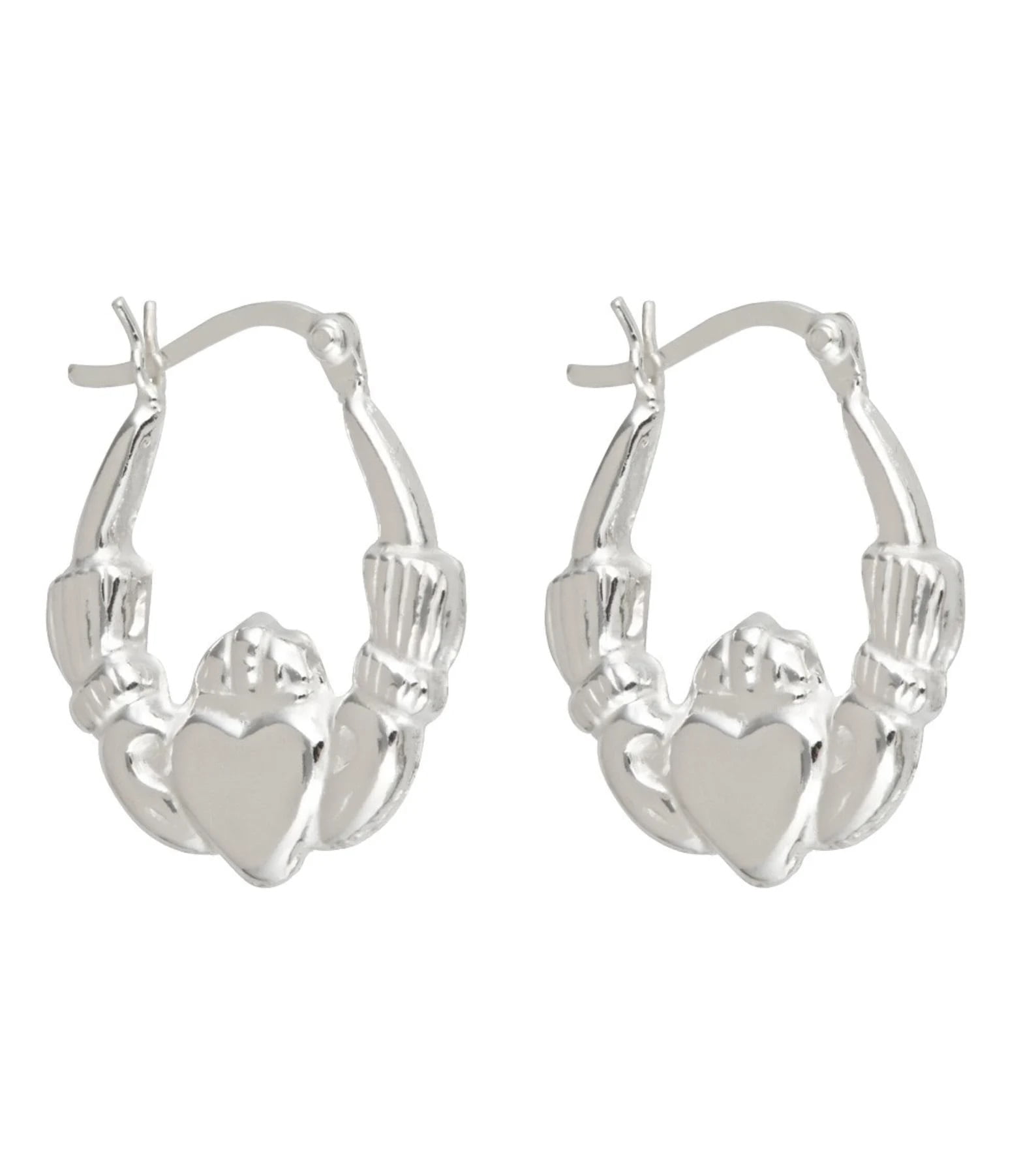 Ritastephens Sterling Silver Shiny Claddagh Hoop Earrings Claddagh ...