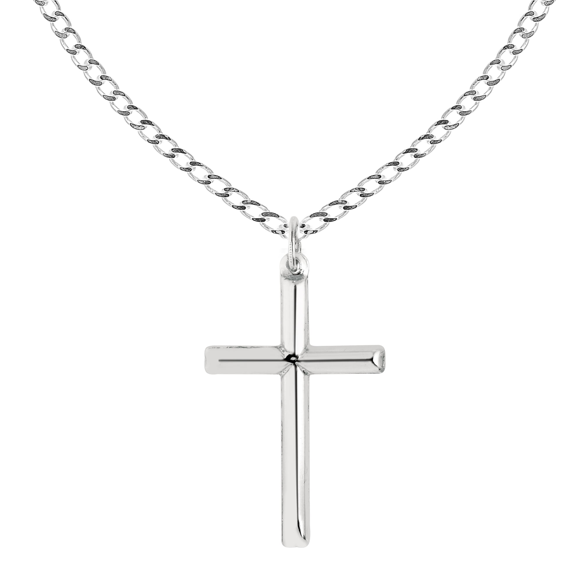 Ritastephens Unisex Adult 925 Sterling Silver Shiny Italian Cross ...