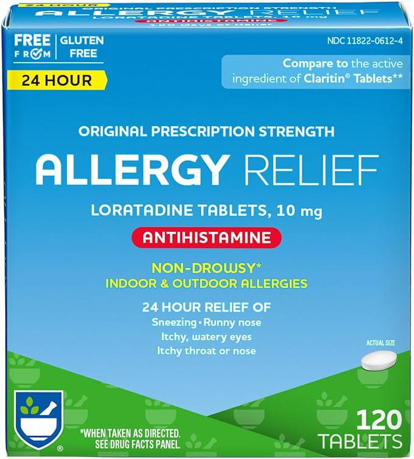 Rite Aid 24 Hour Loratadine 10 mg Allergy Relief Tablets, 10mg - 120 ...