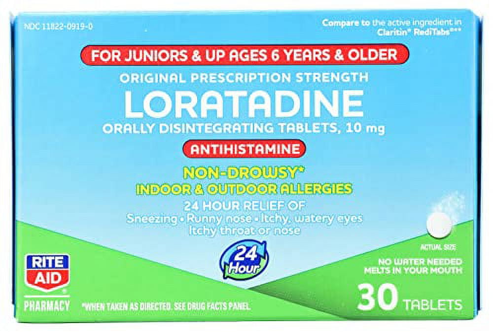 Rite Aid Kid's Non-Drowsy Allergy Relief, Loratadine 10mg, Mint Flavor ...