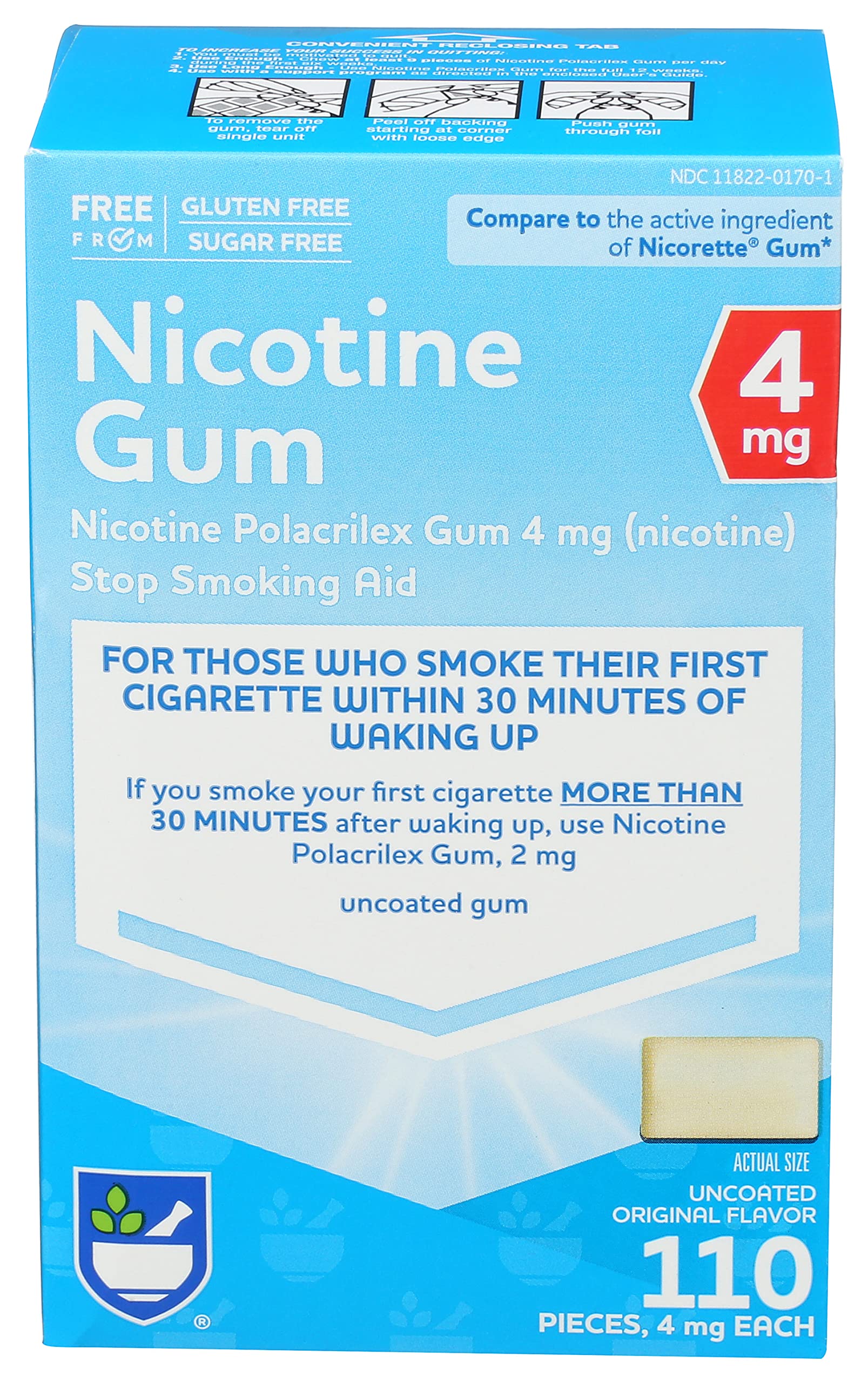 Rite Aid Nicotine Gum, Original Flavor, 4 mg - 110 Count | Quit Smoking ...