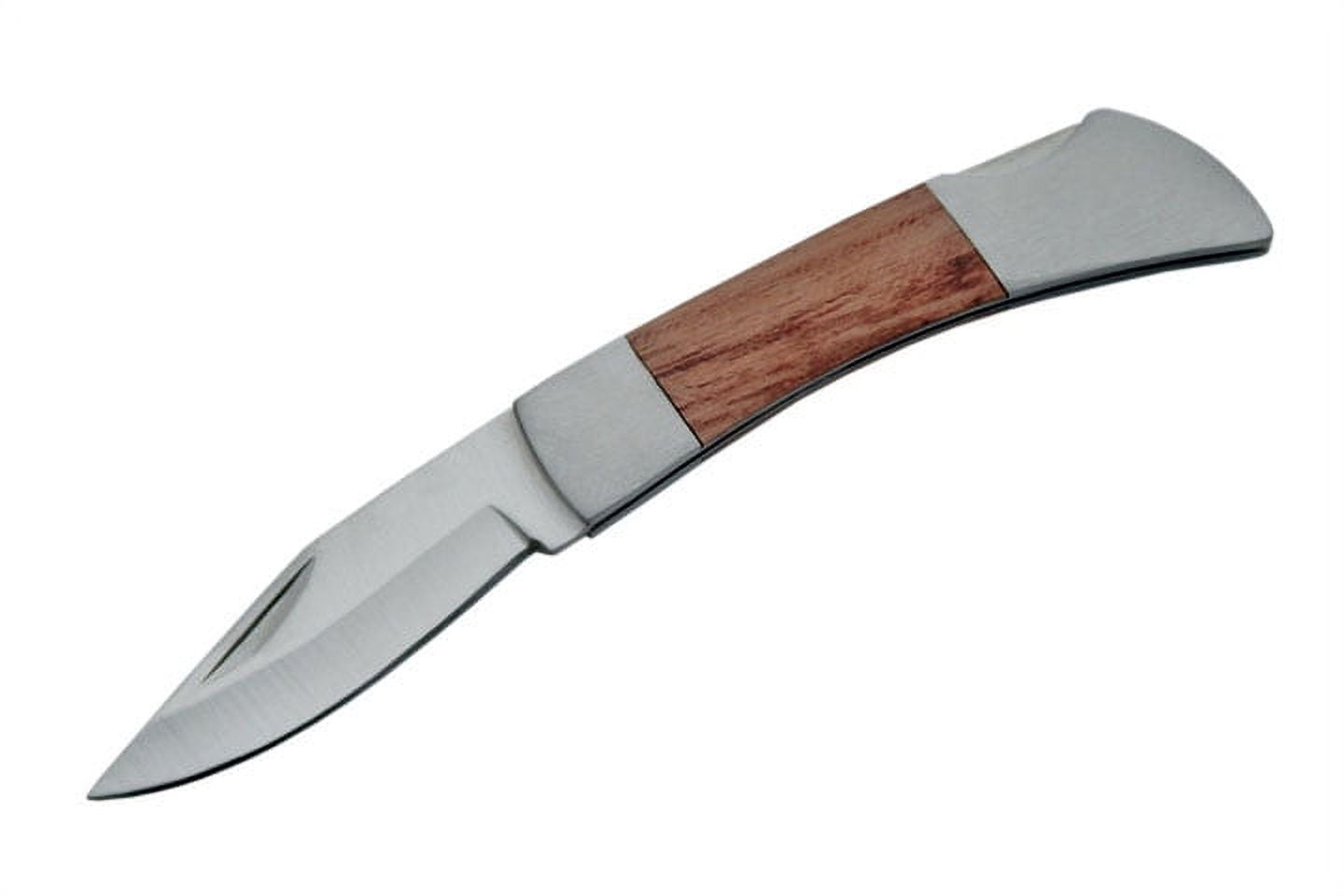 SZCO Supplies Lockback Knife – 3" Closed, Stainless Steel Blade, Wood ...