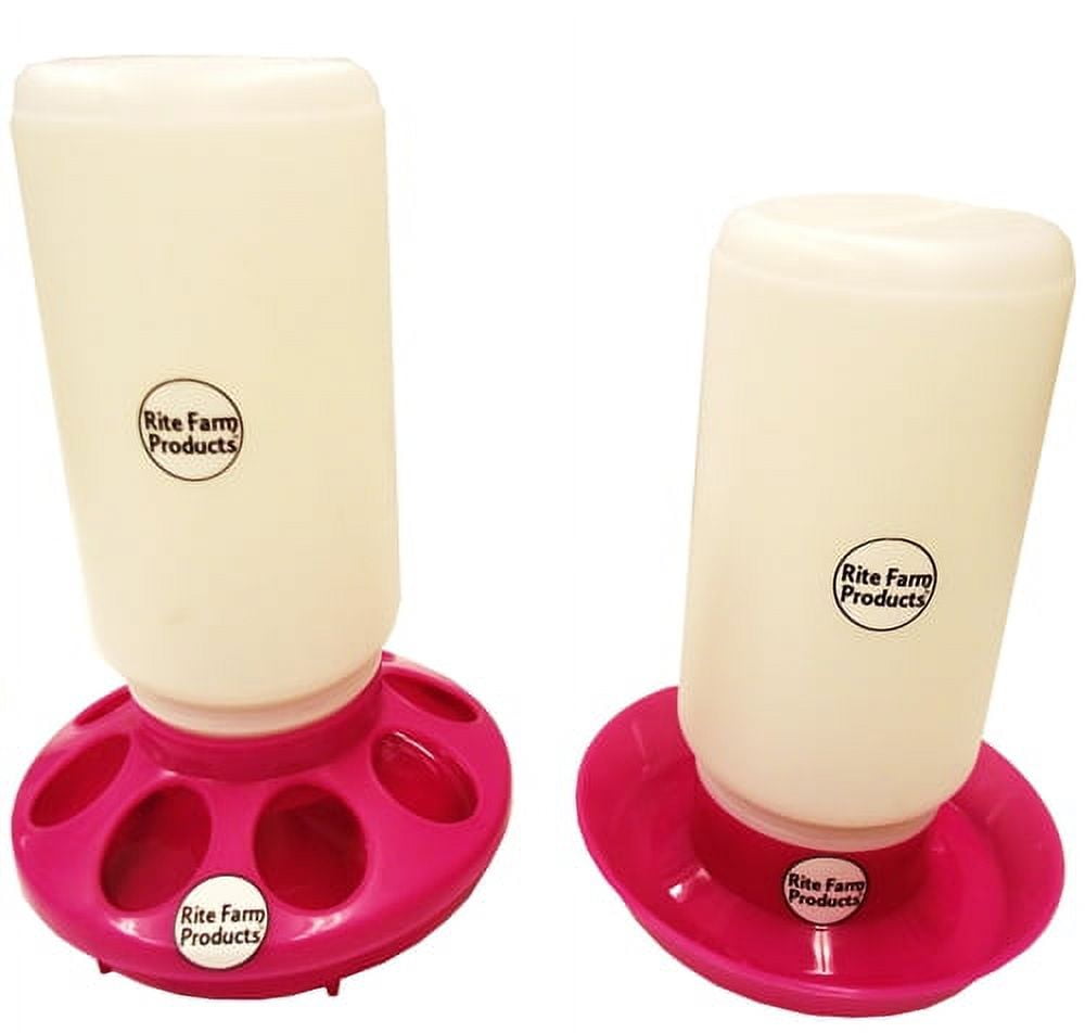Rite Farm Products Pink 1 Quart Poultry Chicken Chick Feeder & Drinker ...