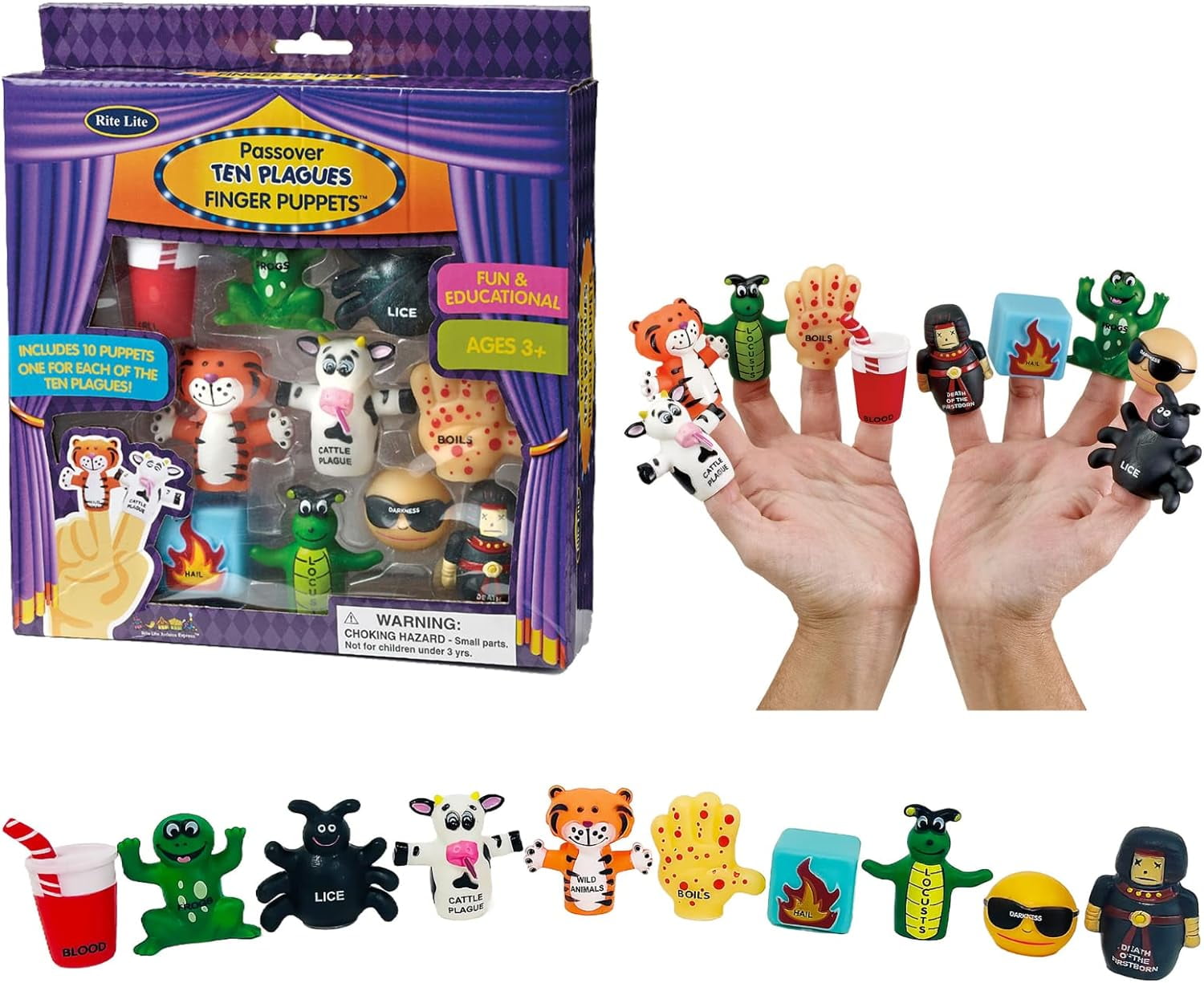 Rite Lite 10 Plagues Passover Finger Puppets Vinyl Gift Box Set ...