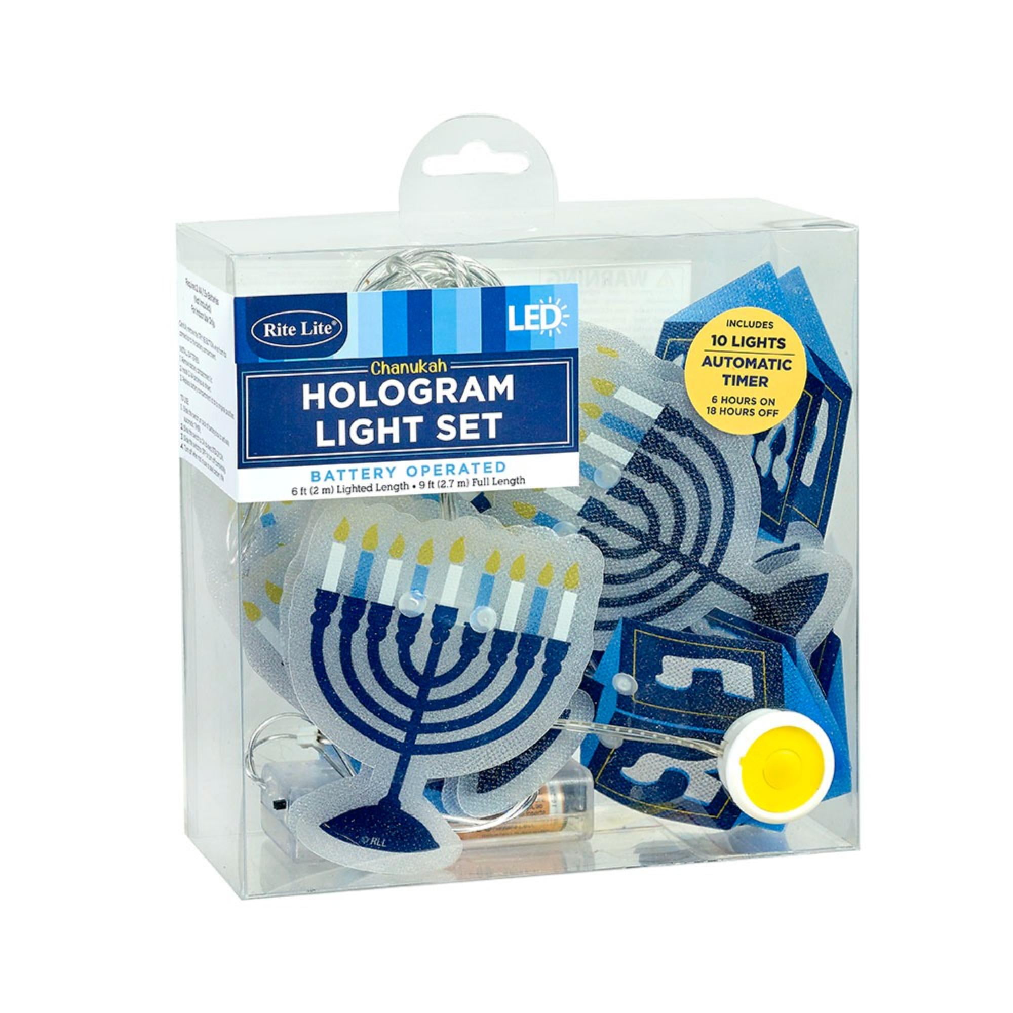 Rite Lite 10ct Battery Operated Hologram Chanukah Light Set 6 ...