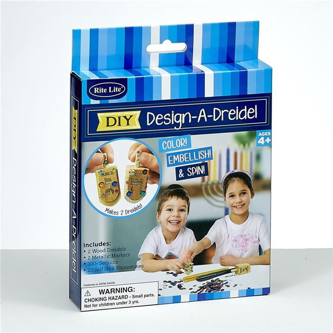 Rite Lite TYK-DAD-2 Design-A-Dreidel Kit with 2 Long Wood Dreidels, 2 ...