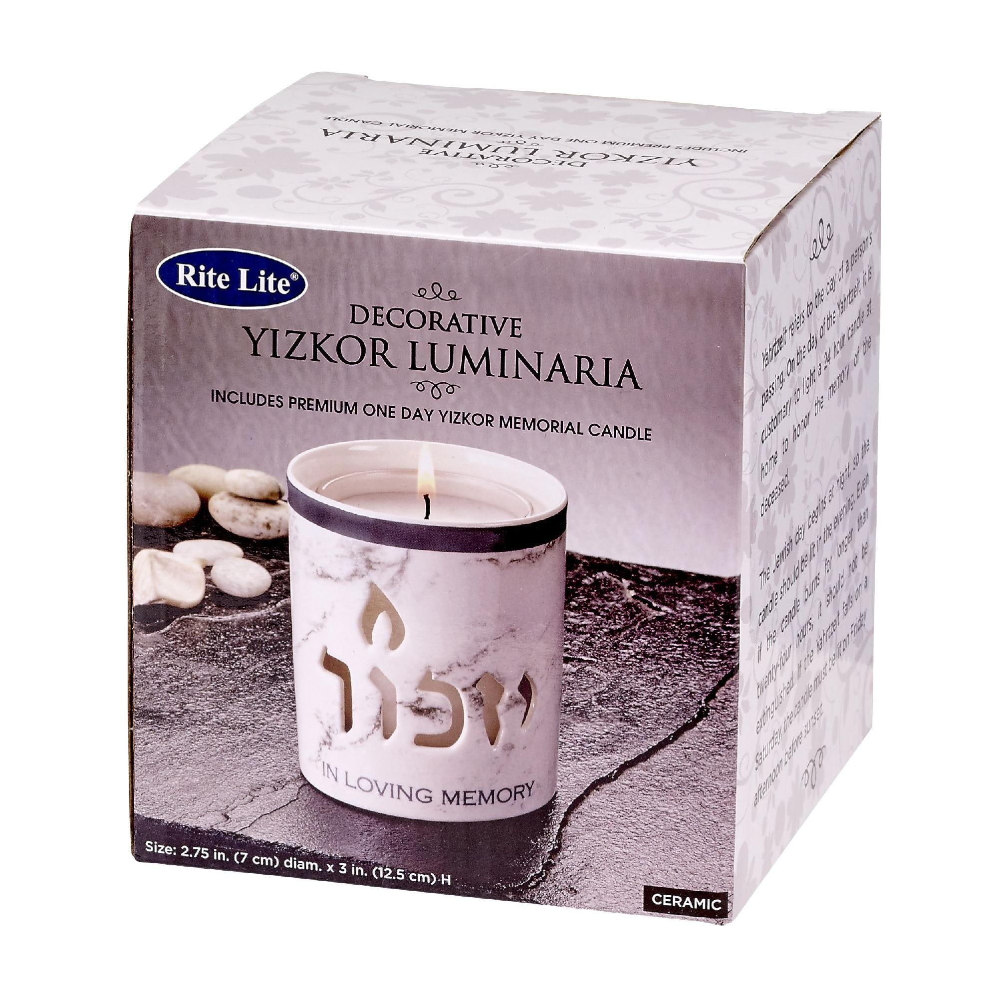 Rite Lite In Loving Memory Yizkor Marbled Ceramic Candle Holder - 3" - Walmart.com
