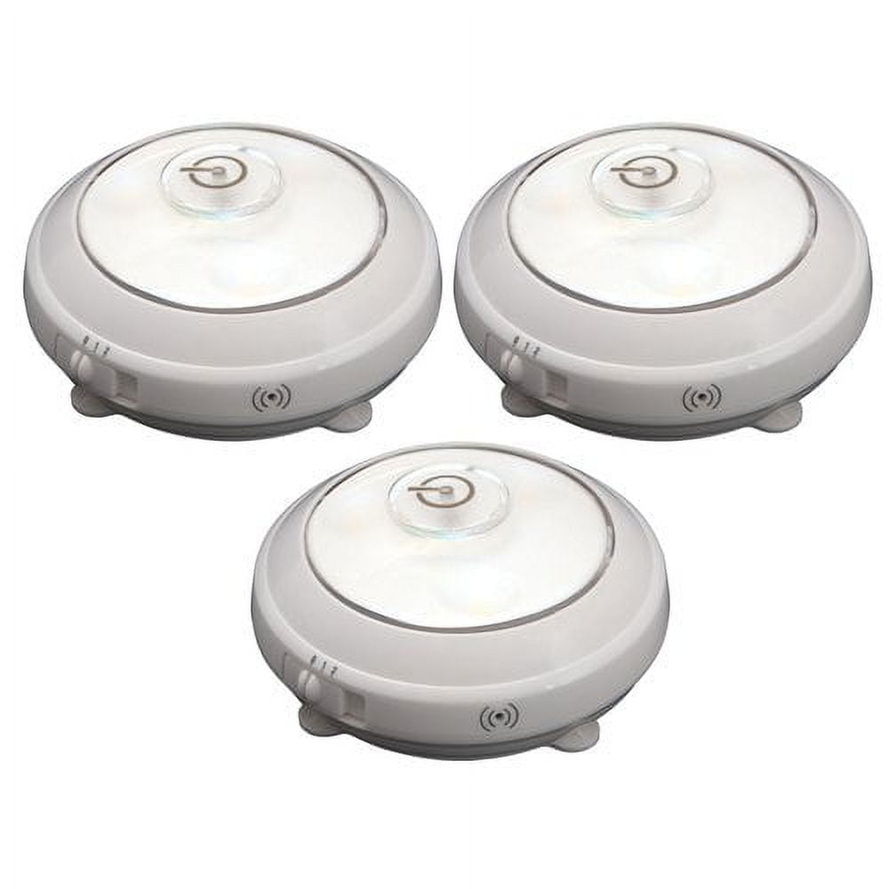 Rite Lite LED Puck Light with Sensor, 3-Pack, White, Battery Operated ...