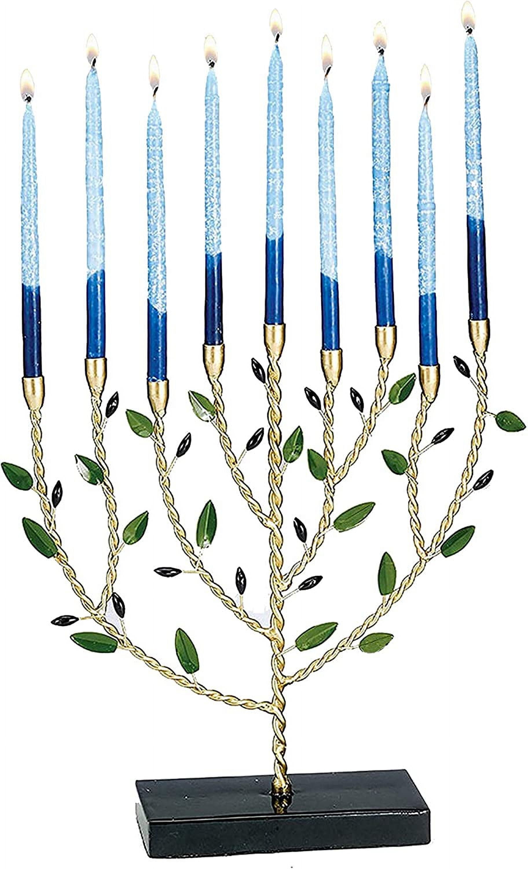 Rite Lite Olive Tree Hand-Crafted Metal Hanukkah Menorah 10'' Gold and ...