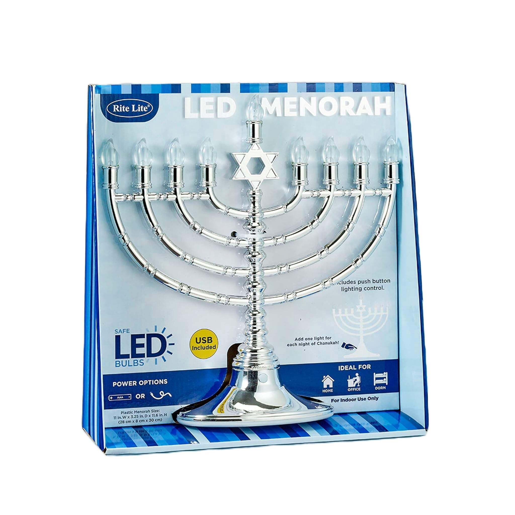Rite Lite Silvertone Low Volt LED Menorah with Clear Bulbs - Walmart.com
